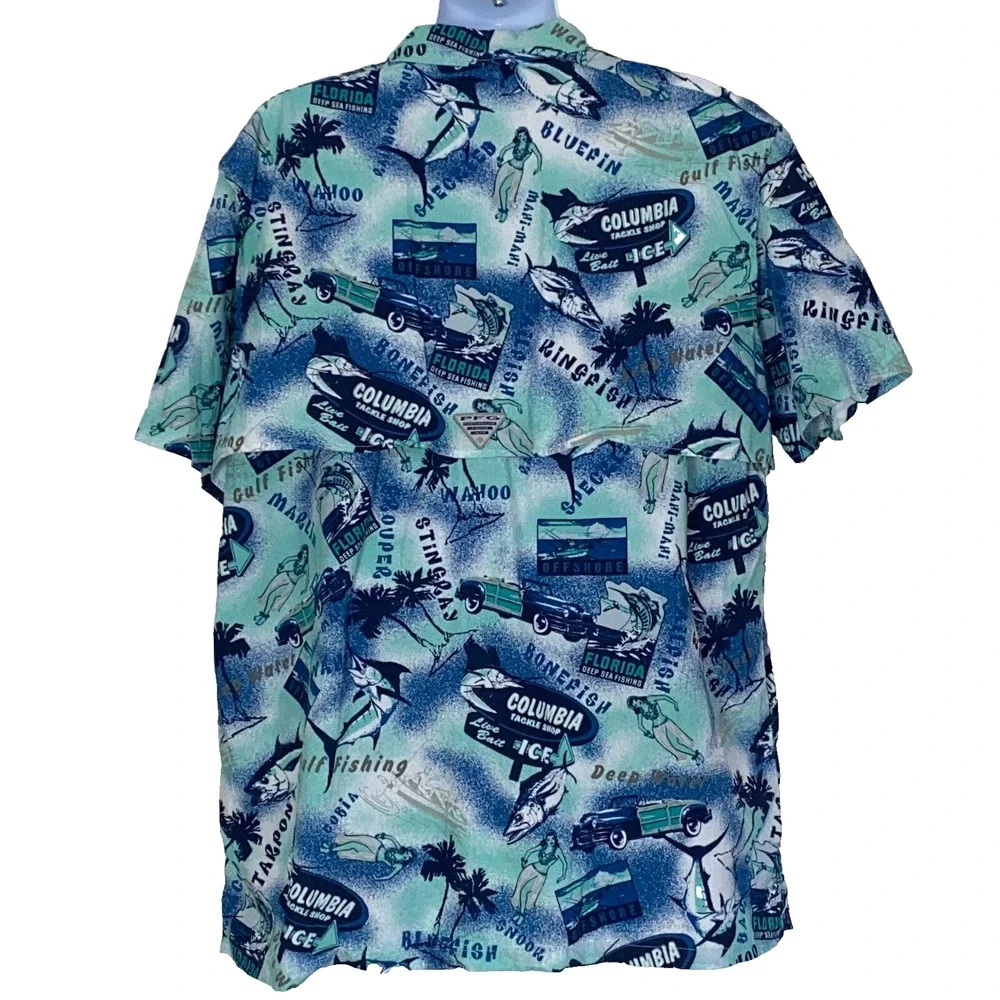 Columbia | Shirts | Columbia Shirt Mens Size Xxl Green Pfg Fishing ...